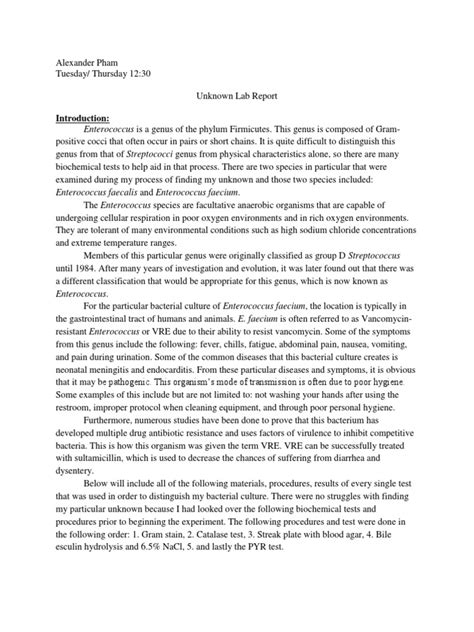 Unknown Lab Report Pdf Microbiology Clinical Pathology