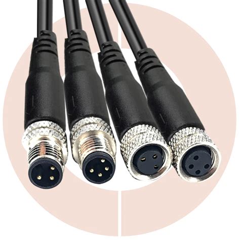 M8 Cable Connector 3 Pin 4 Pin 5 6 8 Pin Male Female Waterproof Custom