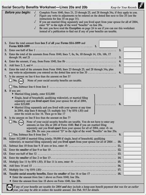 Worksheet Taxable Social Security Benefits Taxable Social Se