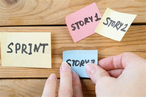 software scrum agile board with paper task agile software development methodologies stock image