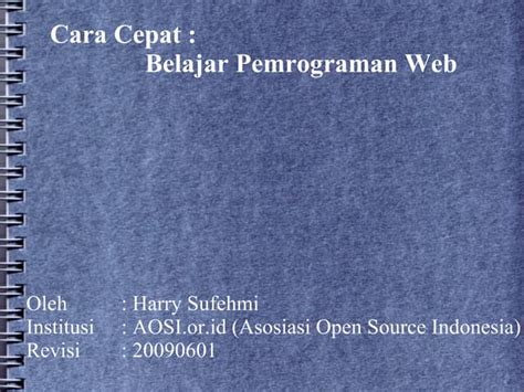 Cara Cepat Belajar Pemrograman Web Pdf