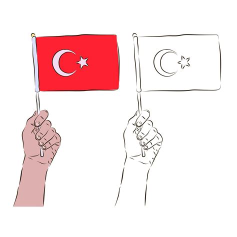 The Flag Of Turkey Is In The Hand Of A Man In Color And Black And White The Concept Of