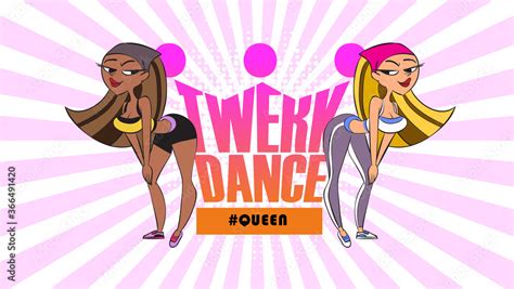 Twerk Poster Design Cartoon Style Girl Poster For Booty Dance Course