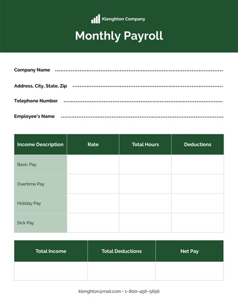Payroll Summary Report Template Free
