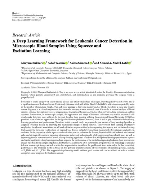 A Deep Learning Framework For Leukemia Cancer Dete Pdf Deep Learning Computer Vision