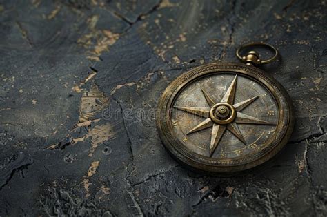 Vintage Compass On A Textured Black Slate Background Stock Image