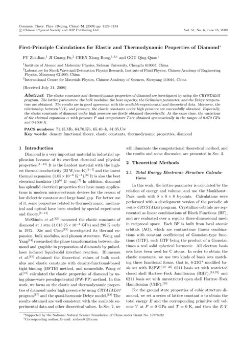Pdf First Principle Calculations For Elastic And Thermodynamic