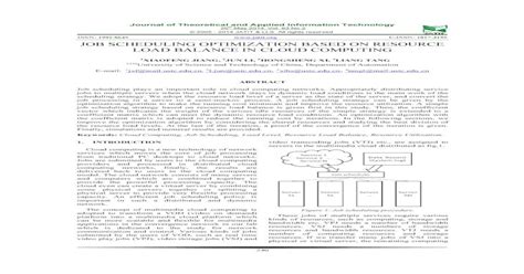 pdf 1992 8645 job scheduling optimization based on … · provides a job