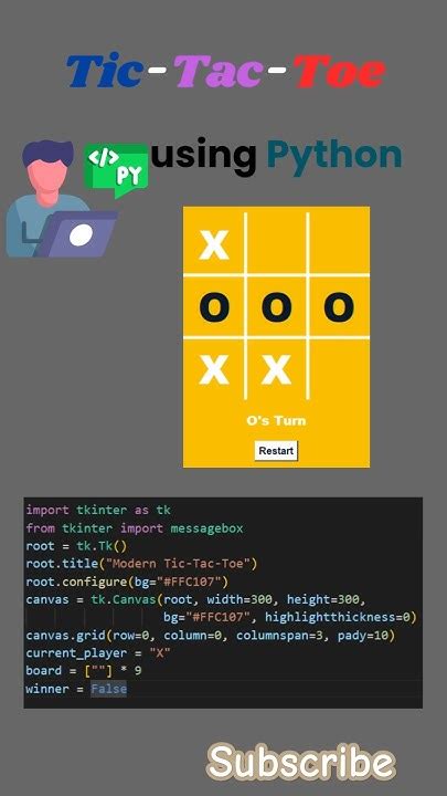 Python Beginners Project Tic Tac Toe With Tkinter Coding Python Youtube
