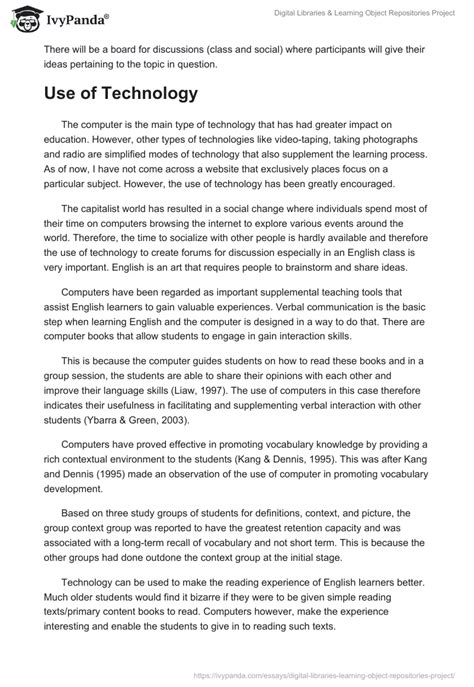 Digital Libraries And Learning Object Repositories Project 2218 Words