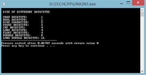 C Program To Display The Size Of Different Datatypes Devcppgcc Techcpp