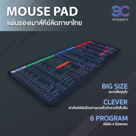 แผ่นรองเมาส์คีย์ลัดภาษาไทย ขนาดใหญ่ แผ่นรองคีย์บอร์ด อุปกรณ์สำนักงาน Mouse Pad Shortcut Keys