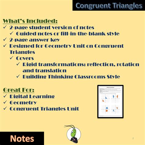 Rigid Transformations Geometry Guided Notes Congruent Triangles Unit Made By Teachers