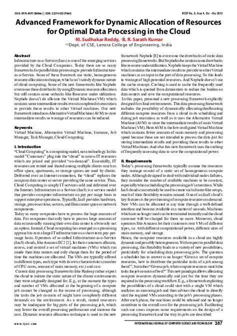 Pdf Advanced Framework For Dynamic Allocation Of Resources For