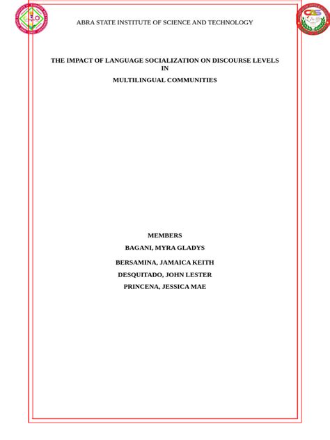 The Impact Of Language Socialization On Discourse Pdf Multilingualism Identity Social