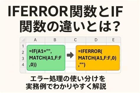 Iferror関数とif関数の違いとは？エラー処理の使い分けを実務例でわかりやすく解説エクセル事務ハック