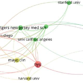 Network Visualization Map Of Institutions Related To Buttock Download Scientific Diagram