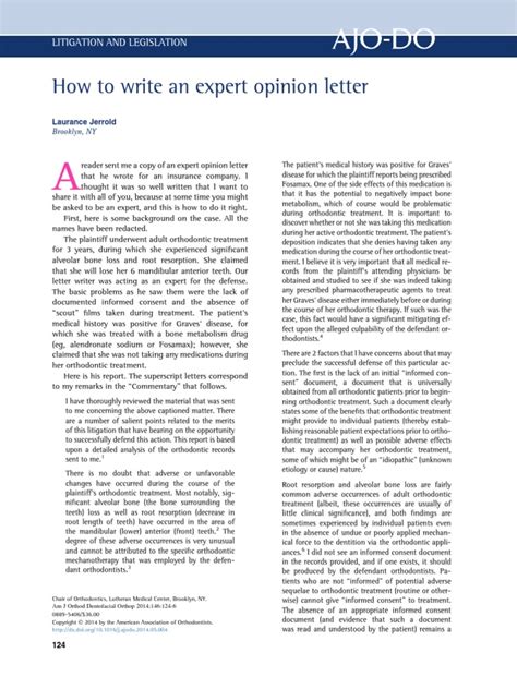 How To Write An Expert Opinion Letter Pdf Orthodontics Human Tooth