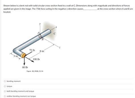 Solved Shown Below Is A Bent Rod With Solid Circular Cross