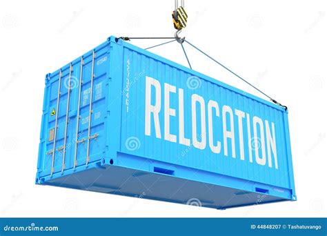 Relocation Blue Hanging Cargo Container Stock Image Image Of Goods Heavy 44848207