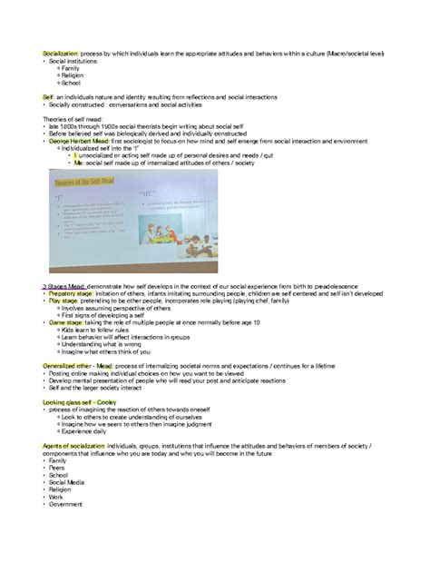 Ch 4 Socialization Lecture Notes Sociology You Socialization Process By Which Individuals