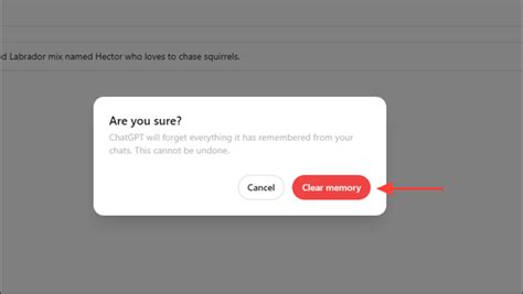 how to clear chatgpt memory