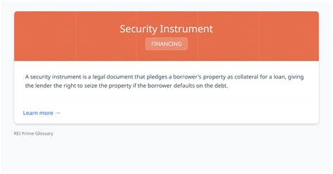 Security Instrument Guide For Real Estate Investors Rei Glossary