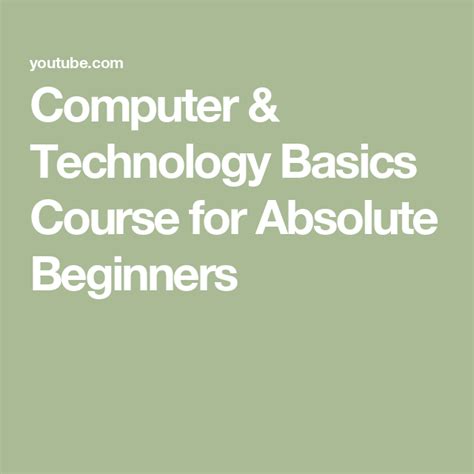 Computer And Technology Basics Course For Absolute Beginners Basic