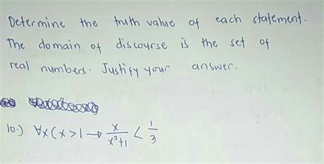 Solved Determine The Trith Value Of Each Statement The Domain Of