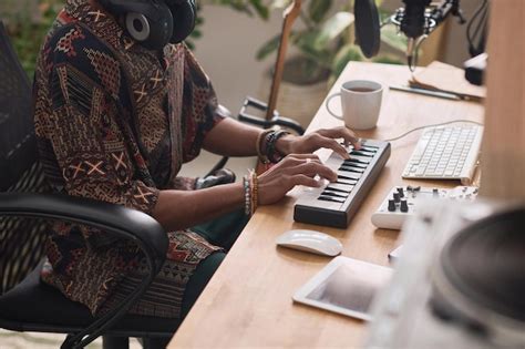 Premium Photo Pressing Keys Of Electronic Synthesizer