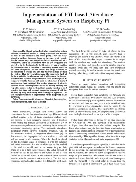 8 Implementation Of Iot Based Attendance Management System On Raspberry