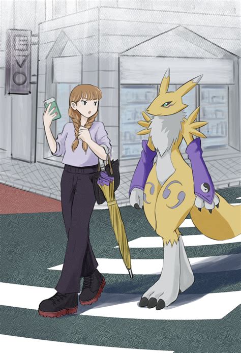 Renamon And Makino Ruki Digimon And 1 More Drawn By Mas Square Danbooru