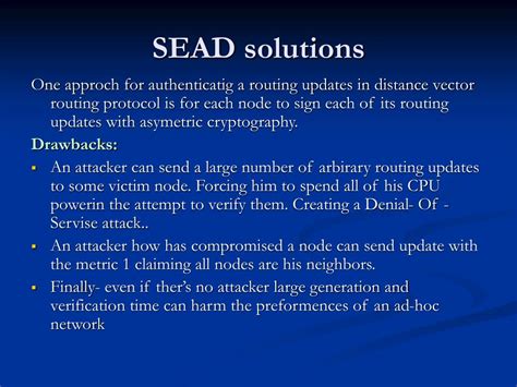 Ppt Sead Secure Efficient Distance Vector Routing For Mobile Wireless Ad Hoc Networks