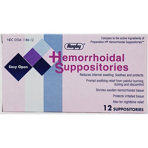 Hemorrhoidal Suppositories By Rugby 12 Count