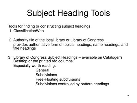 Ppt Subject Headings Part 2 Powerpoint Presentation Free Download Id 2754057