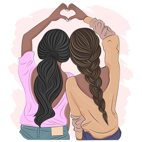 Stylish Girlfriends Or Two Sisters Show With Hands Heart View From The