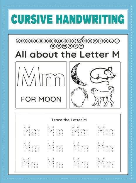 필기체 필기 워크시트 프리미엄 벡터