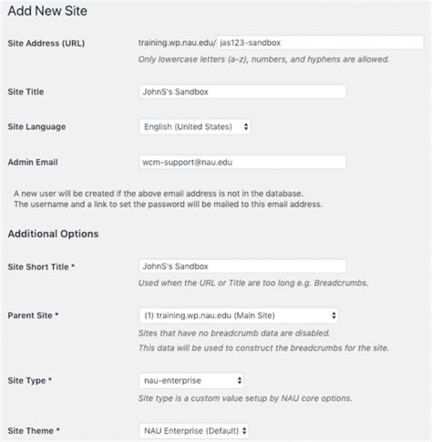 How To Create Sandbox Sites Website Support