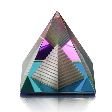 Qfkris Crystal Pyramid Figurine Collectible Rainbow Color Prism Desk