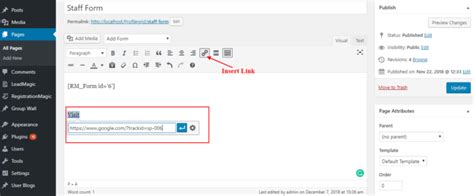 how to add external links to wordpress form registrationmagic
