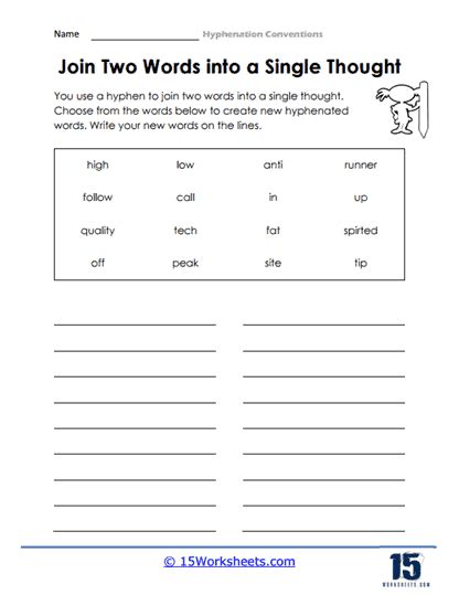 Hyphens Worksheets Punctuation Skills 15