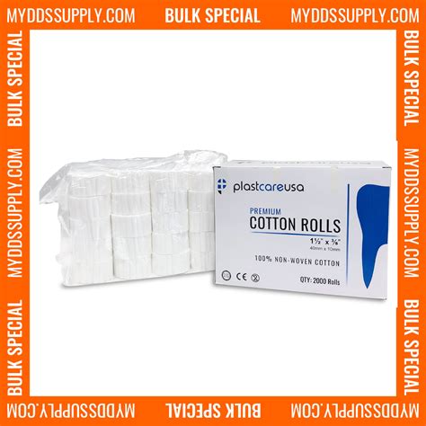 10000 Plain Wrapped Cotton Rolls 1 12 X 38 2 Medium By Plastc