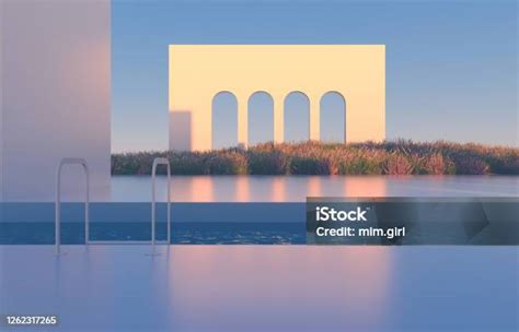 기하학적 형태의 추상적 인 장면 자연 채광에 수영장아치 0명에 대한 스톡 사진 및 기타 이미지 0명 3차원 형태 건축