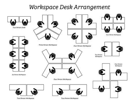 Workspace Desk Arrangement In Office And Company Pictogram Icons Top