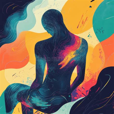 Person Experiencing Pain Surrounded By Abstract Waves And Sharp Shapes