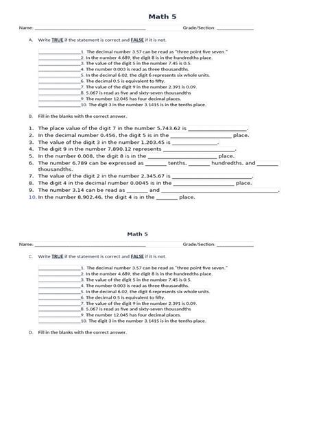 Decimals Pdf Numbers Naming Conventions