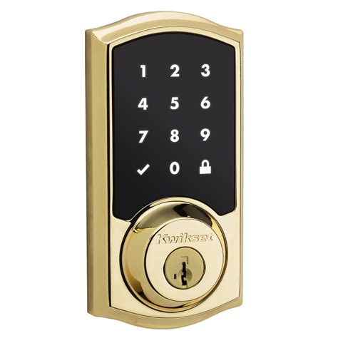 Kwikset SmartCode ZigBee Touchscreen Smart Lock Featuring SmartKey Polished Brass Simply