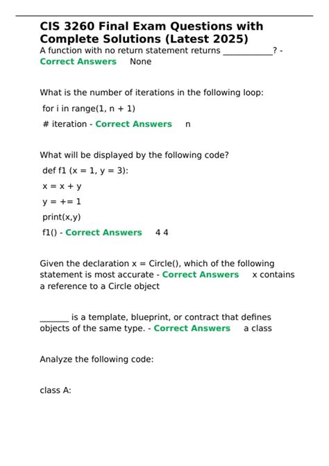 cis 3260 final exam questions with complete solutions latest 2025