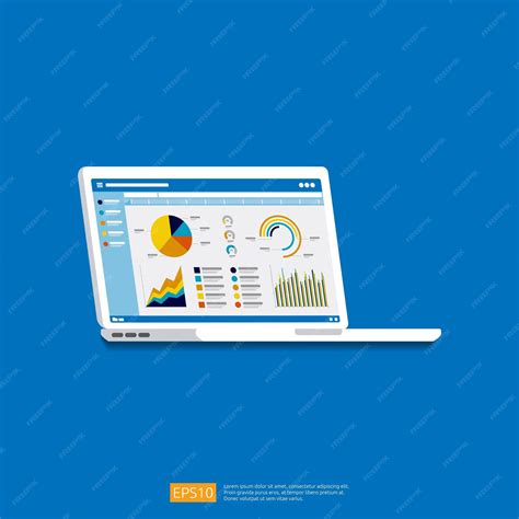 Premium Vector Web Statistics Analytic Charts On Laptop Screen Icon