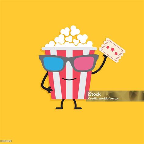 팝콘 3d 글라스잔 문자 쥠 항공권 시네마 아이콘크기 평편 2015년에 대한 스톡 벡터 아트 및 기타 이미지 2015년 Premiere 가방 Istock